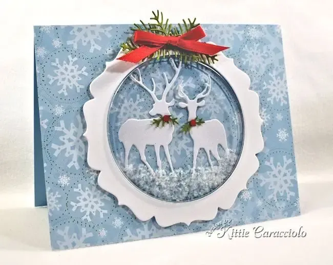 Snowy Deer Shaker Card - Kittie Kraft