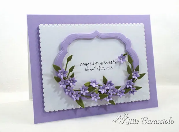 Tiny Handmade Paper Flowers and Frame Card - Kittie Kraft