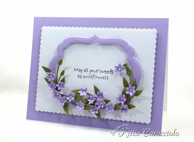 Tiny Handmade Paper Flowers and Frame Card - Kittie Kraft