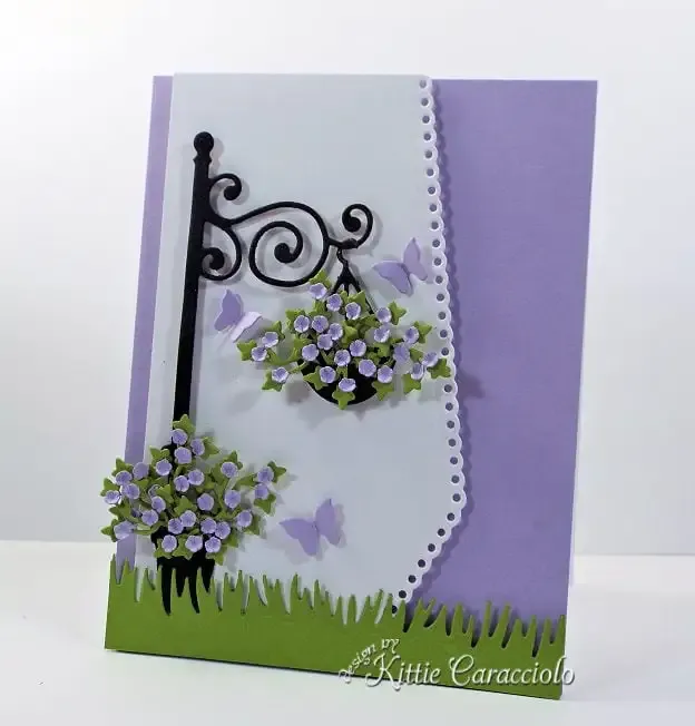 Die Cut Lamp Post and Flowers Scene - Kittie Kraft