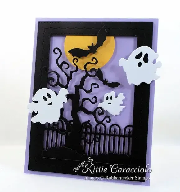Halloween Ghosts and Bats Card - Kittie Kraft