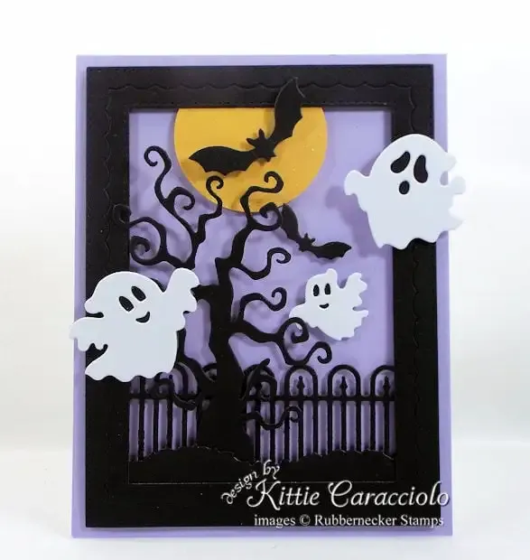 Halloween Ghosts and Bats Card - Kittie Kraft