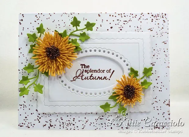 Autumn Paper Flowers Card - Kittie Kraft