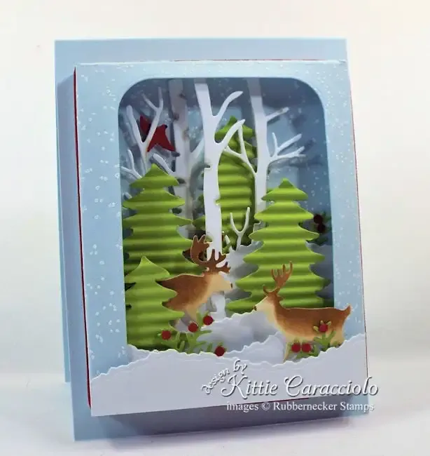 Shadow Box Winter Scene Card - Kittie Kraft