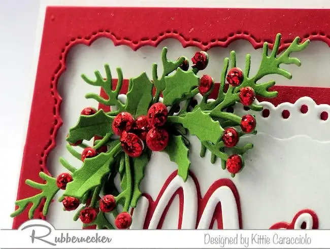 Idea For Cute Handmade Christmas Cards With Holly - Kittie Kraft