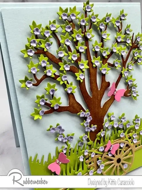 Make a Pretty Handmade Flowering Tree Card! - Kittie Kraft