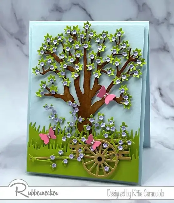 Make a Pretty Handmade Flowering Tree Card! - Kittie Kraft