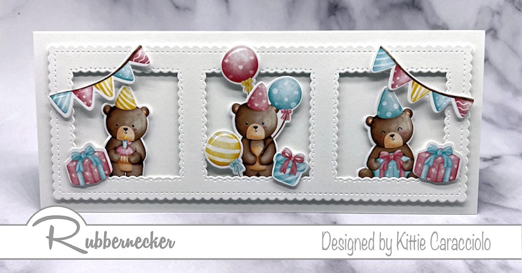 How Sweet Is This Handmade Slimline Teddy Bear Birthday Card!? - Kittie ...
