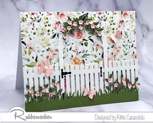 A Pretty Handmade Garden Card in Pinks - Kittie Kraft