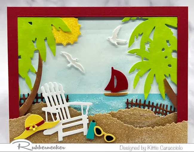 A Detailed Handmade Beach Scene Card - Kittie Kraft