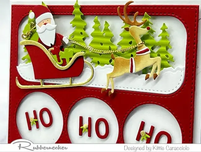 A Handmade Die Cut Santa Scene Card With a Ho Ho Ho For Fun! - Kittie Kraft