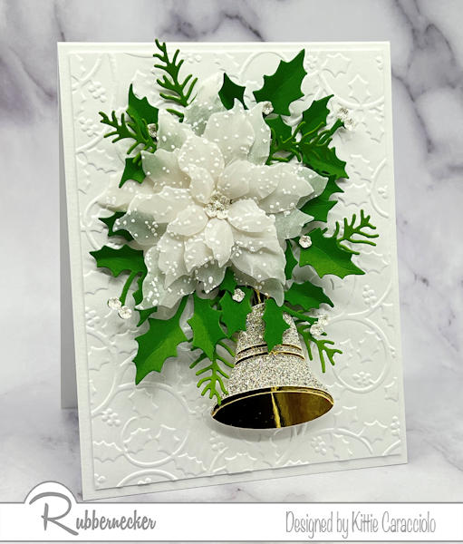A Handmade Elegant White on White Christmas Card - Kittie Kraft