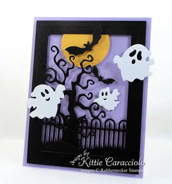 Halloween Ghosts and Bats Card - Kittie Kraft