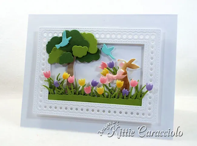 Die Cut Spring Bunny Scene - Kittie Kraft