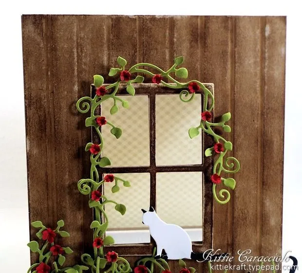 Rustic Window, Vining Flowers and Kitty Cats - Kittie Kraft
