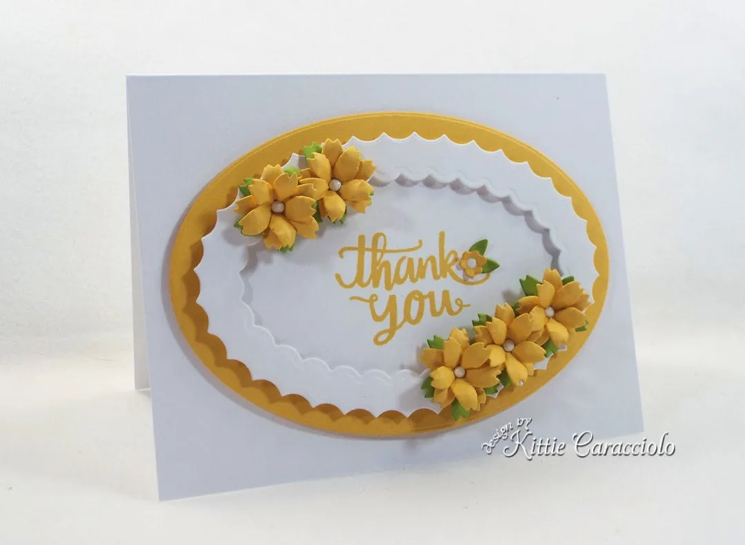 Handmade Die Cut Flowers Card for Ellen Hutson Blog Hop - Kittie Kraft