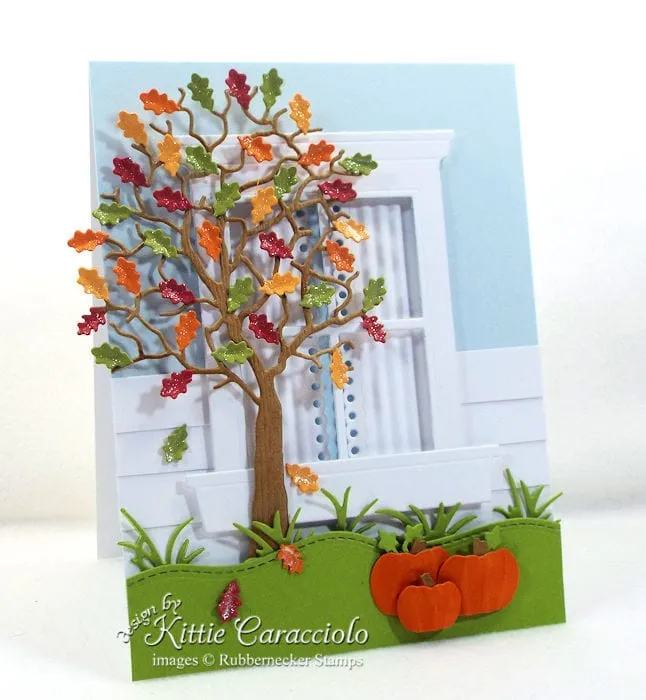 Die Cut Fall Tree and Window - Kittie Kraft