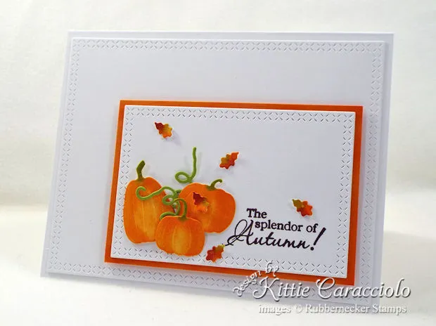 CAS Pumpkins and Leaves Card - Kittie Kraft