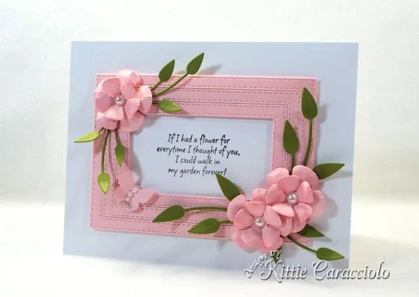 Framed Die Cut Paper Flowers Card - Kittie Kraft