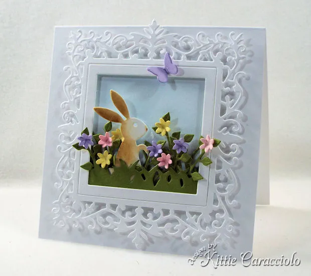 Easter Bunny Spring Scene with Flowers - Kittie Kraft