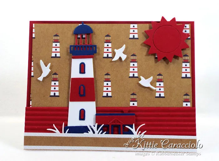 Red, White and Blue Lighthouse Card - Kittie Kraft